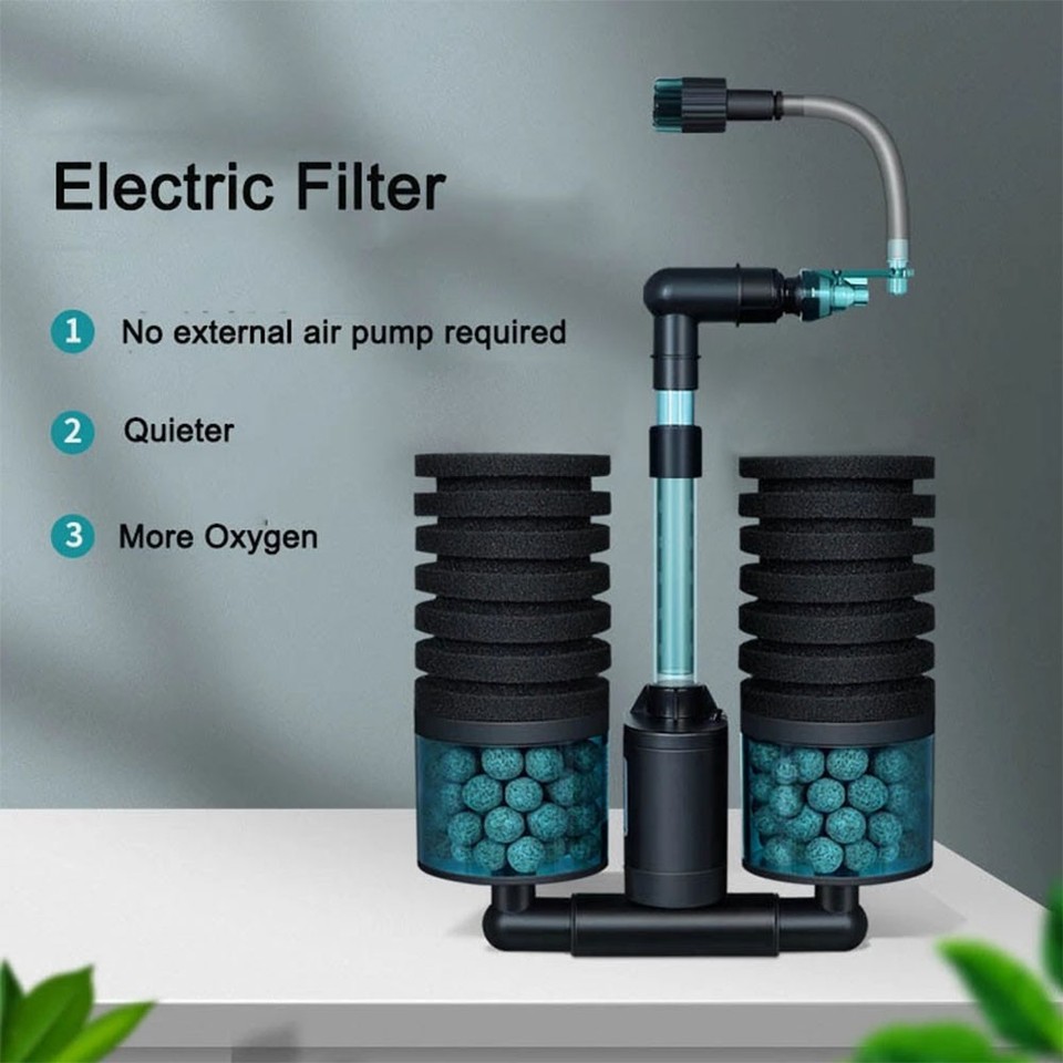 5V Quiet Electric Sponge Filter Aquarium Double Sponge Filter Fish ...