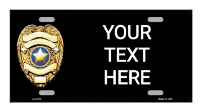POLICE BADGE -ADD YOUR TEXT- METAL AUTO TAG LICENSE PLATE CUSTOM ...