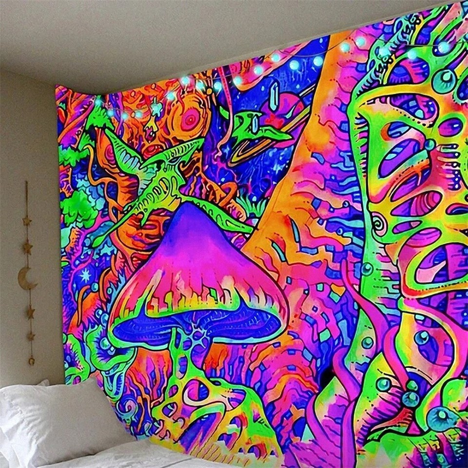 Hippie Tapestry Trippy Mushroom Tapestry Wall Hanging Art Psychedlic ...