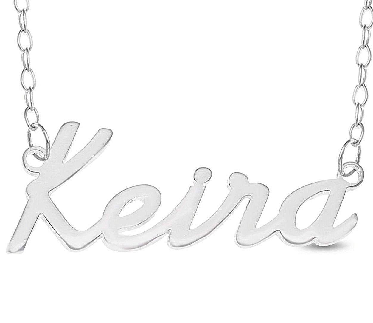 Keira Name Plate Necklace Pendent Sterling Silver female Personalized ...