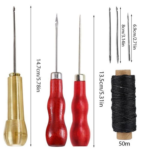 Leather Sewing Awl Thread Kit manual machine Stitcher Shoemaker Repair ...