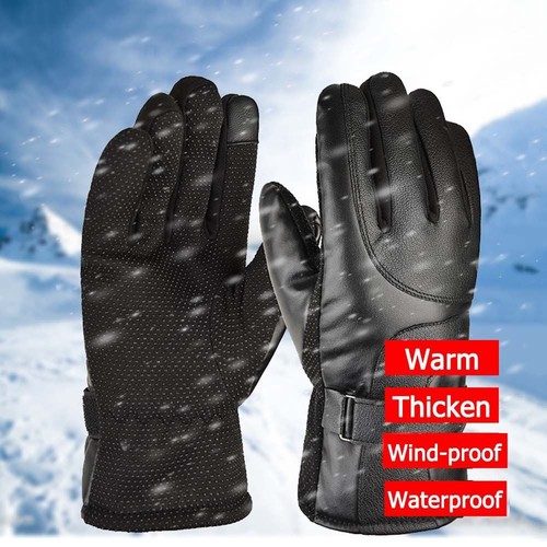 Waterproof Touch Screen Mittens Velvet Gloves PU Leather Gloves Plush ...