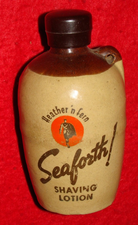 2 Vintage Seaforth Stoneware Bottles Shaving Lotion & Men's Cologne w ...