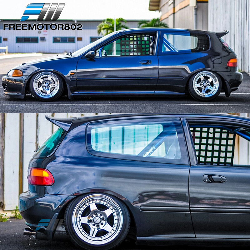 Fit 92-95 Honda Civic EG EH Hatchback Duckbill Glossy Black Roof ...