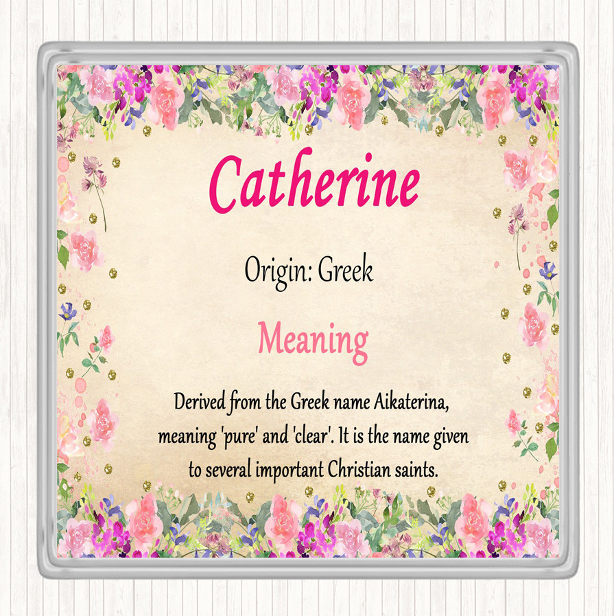 Catherine Name Meaning Drinks Mat Coaster Floral | eBay UK
