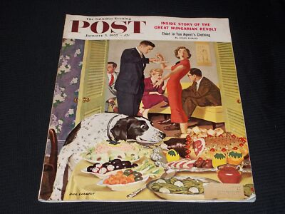 1957 JANUARY 5 SATURDAY EVENING POST MAGAZINE NICE ILLUSTRATED COVER ...