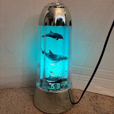 Vintage 90's Aquatic Sea Dolphin Rotating Motion Lamp Bedside Tabletop ...