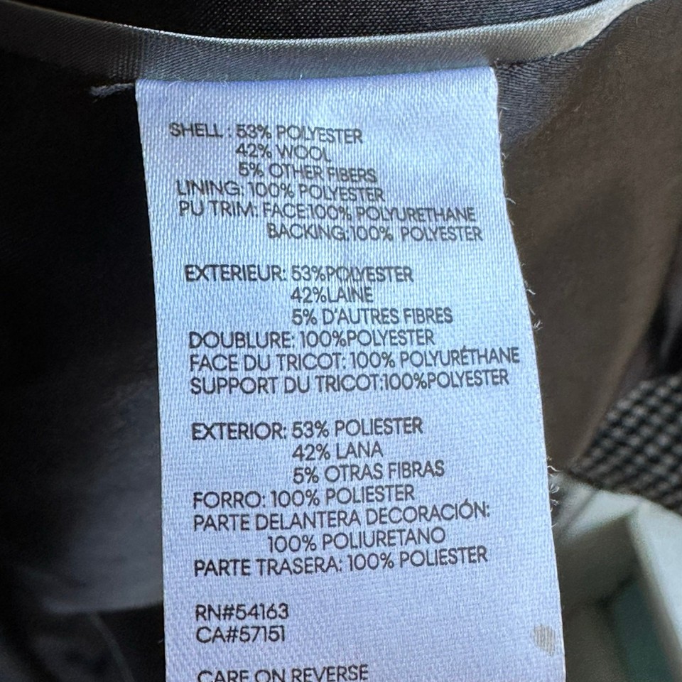 Calvin Klein Walker Coat Houndstooth Vegan Leather Pockets | eBay