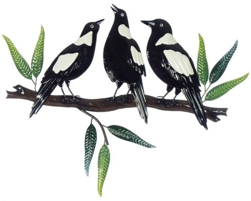 Maggie Magpie Trio Decorative Metal Art Garden Bird Sculpture Sign ...