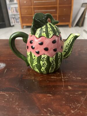 Vintage 1996 Cracker Barrel Mini Watermelon Teapot Summer Farmhouse Tea ...