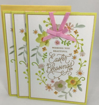 3 Hallmark Happy Easter Cards Religious BLESSINGS Pink Bow DaySpring ...