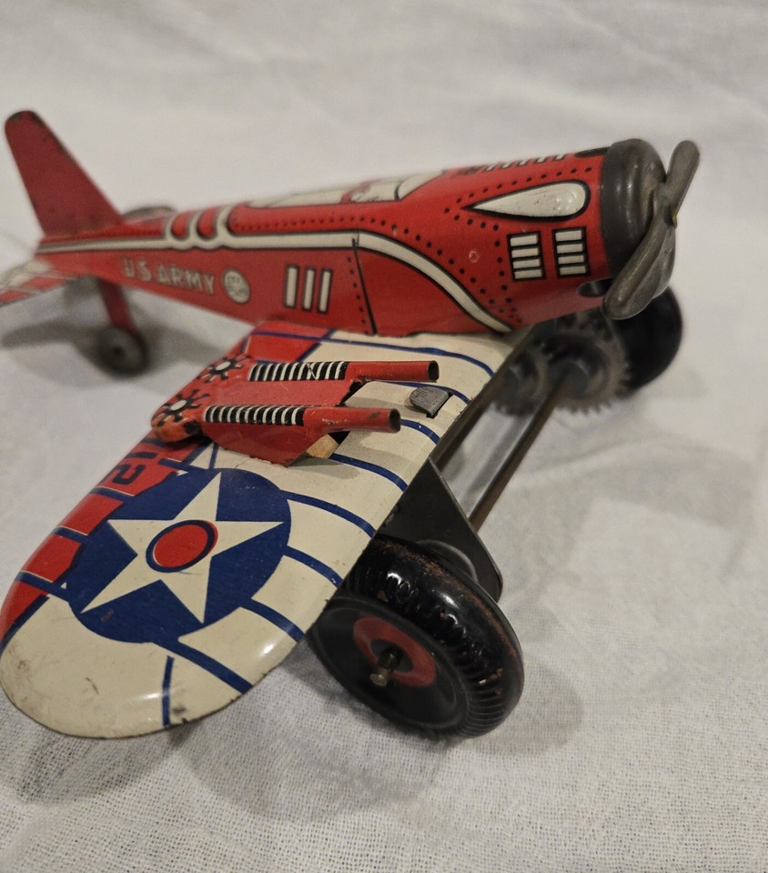 Vintage Marx Tin Litho US Army Fighter Wind Up Airplane. | eBay