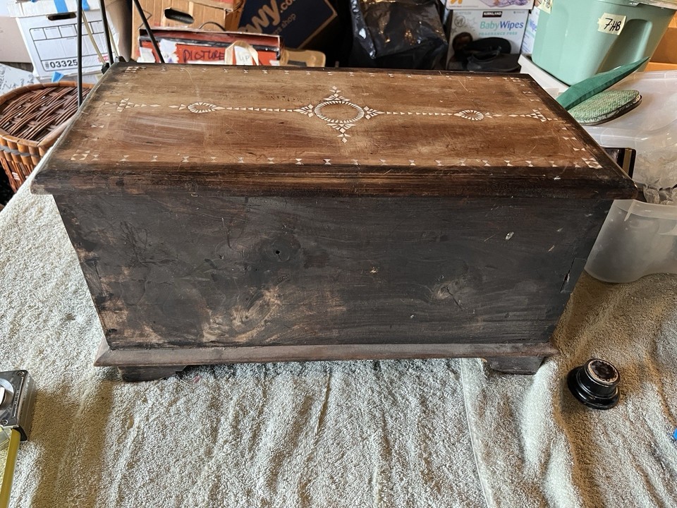 Antique Anglo-Indian Bone Inlay Trunk/ Colonial India Teak Wood Late ...