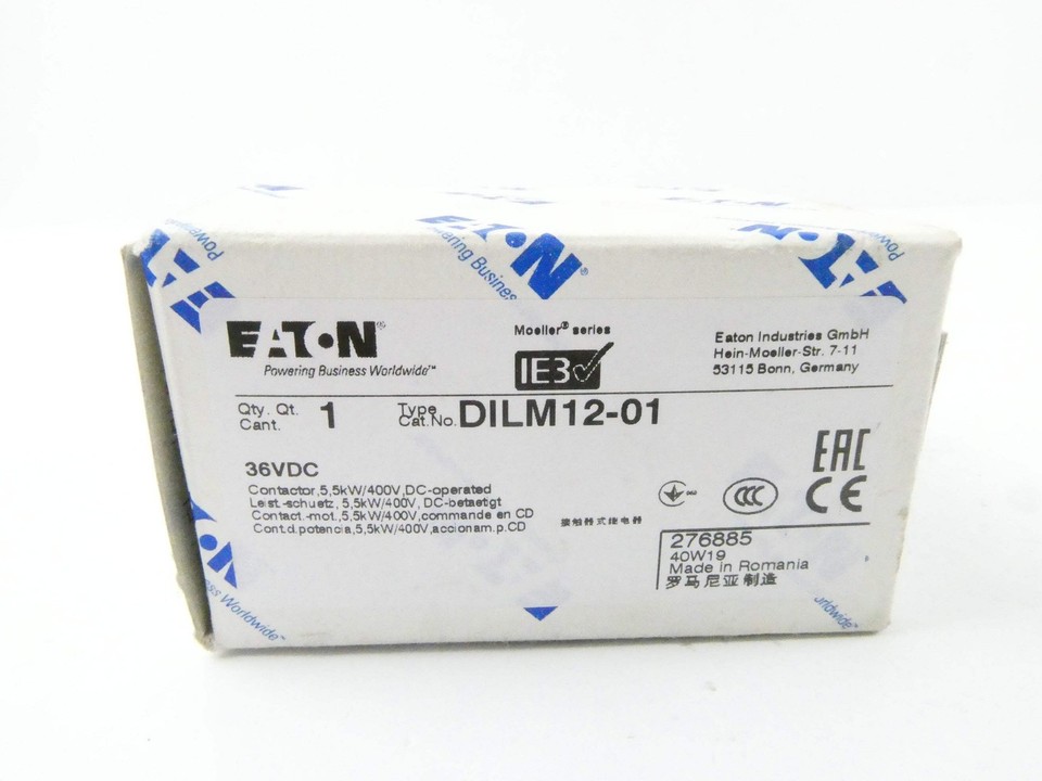 EATON DILM12-01 (XTCE012B01) (36VDC) POWER CONTACTOR | eBay