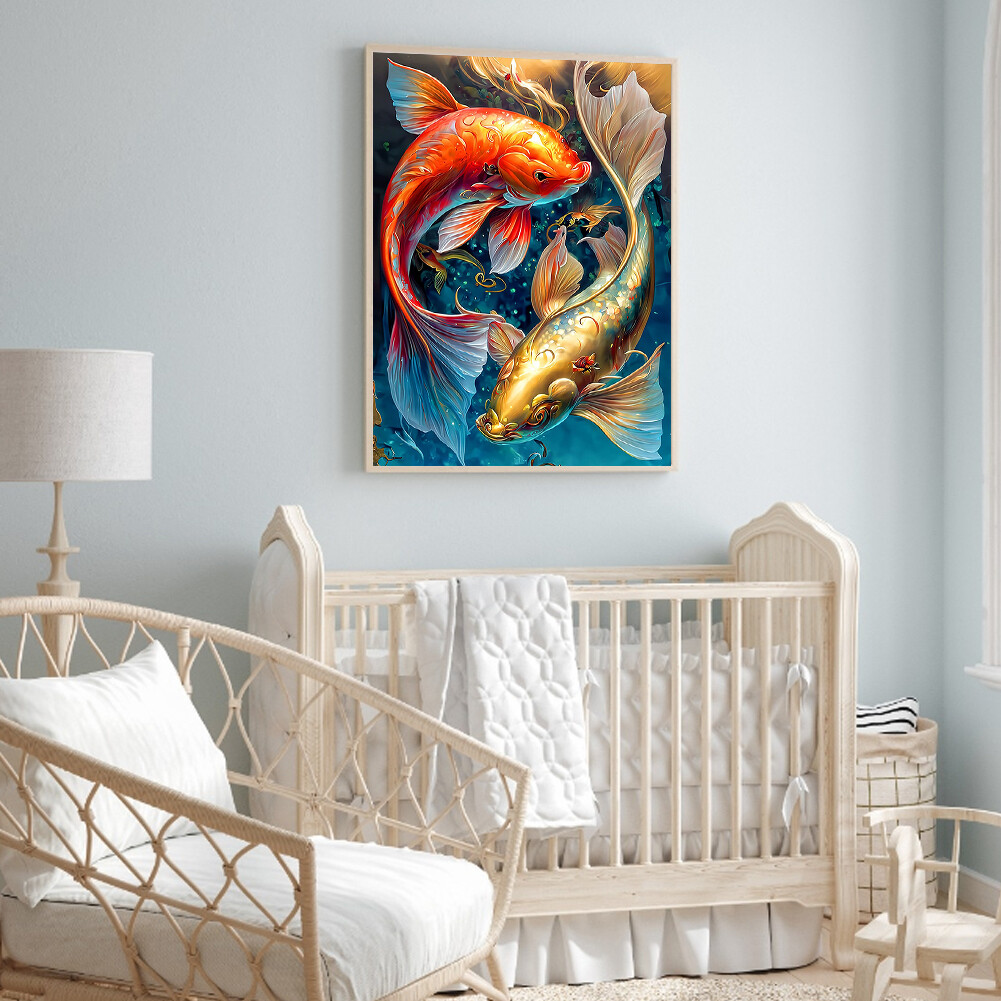 5D DIY Full Round Drill Diamond Painting Fish Kit Home Decoration Craft ...