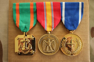US MILITARY USN USMC USAF USCG ARMY FULL SIZE MOUNTED MEDALS THREE ...