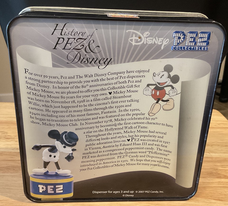 Disney Mickey Mouse 80 Years PEZ 3 Pc. W/Poster Collectible LE #’d Tin ...
