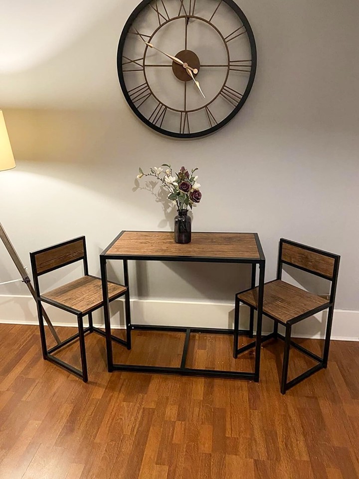 Small Dining Table 2 Chairs Kitchen Furniture Set Space Saving ...