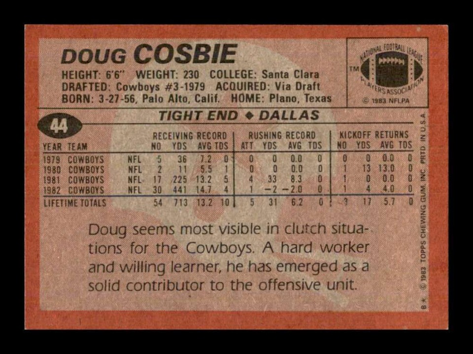 1983 Topps Doug Cosbie #44 Dallas Cowboys | eBay