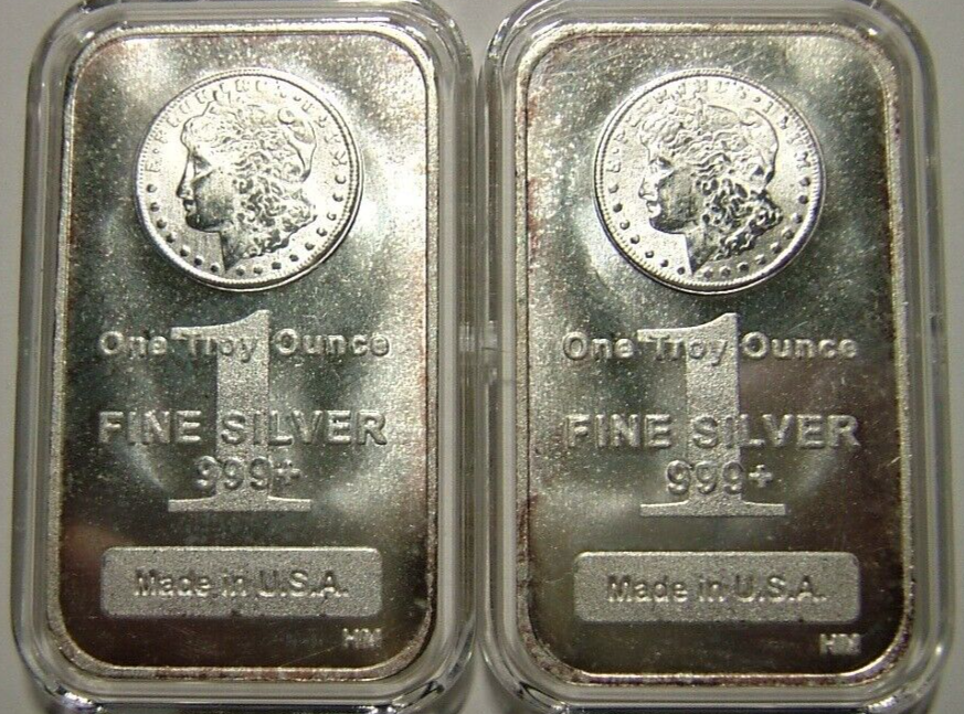 2- 1 oz. Highland Mint Silver Bar Morgan Dollar Design .999+ Fine | eBay