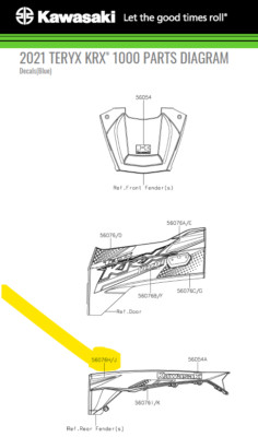 Kawasaki OEM 56076-1226 Pattern Rear Fender Right Side Decal 2021 TERYX ...
