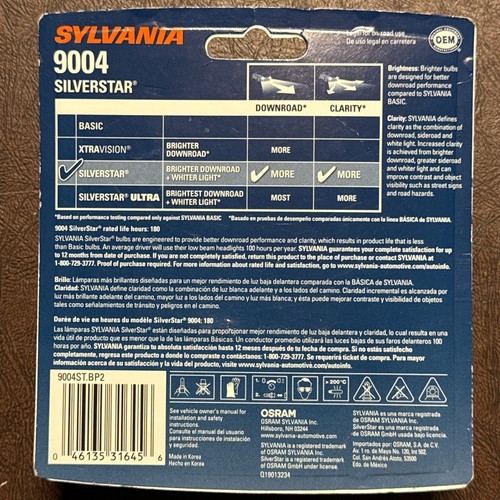 Sylvania Silverstar 9004 Pair Set High Performance Headlight Bulbs | eBay