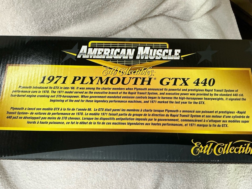 Ertl American Muscle 1:18 1971 Plymouth GTX 440 Yellow Diecast | eBay