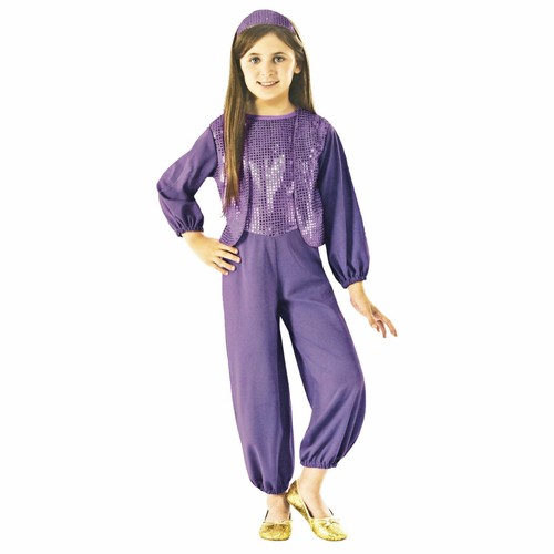 Girls Purple Gypsy Genie Dancer Halloween Costume Sequin Jumpsuit ...