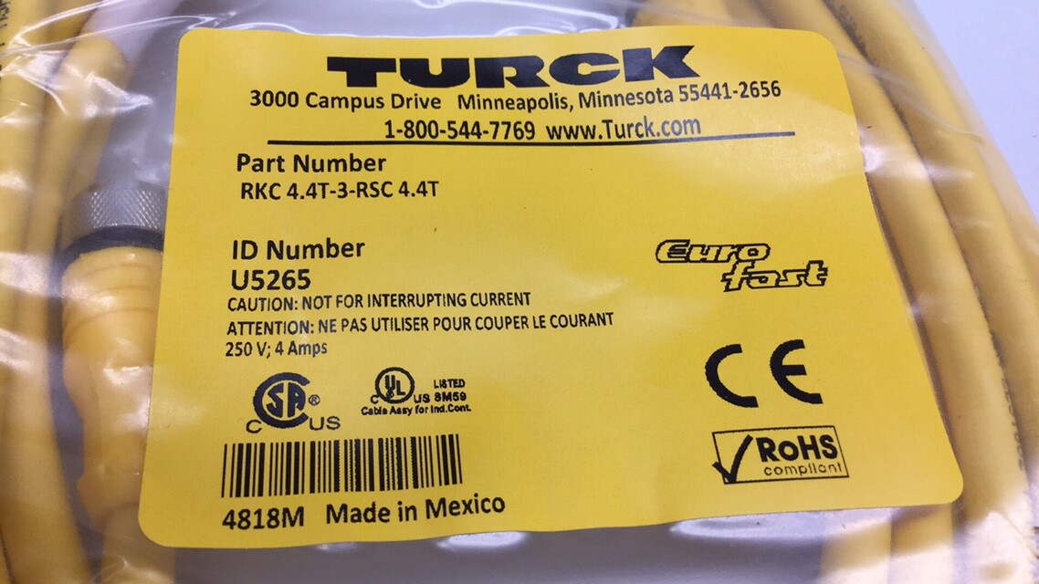 Turck RKC4.4T-3-RSC 4.4T Cable Assembly U5265 | eBay