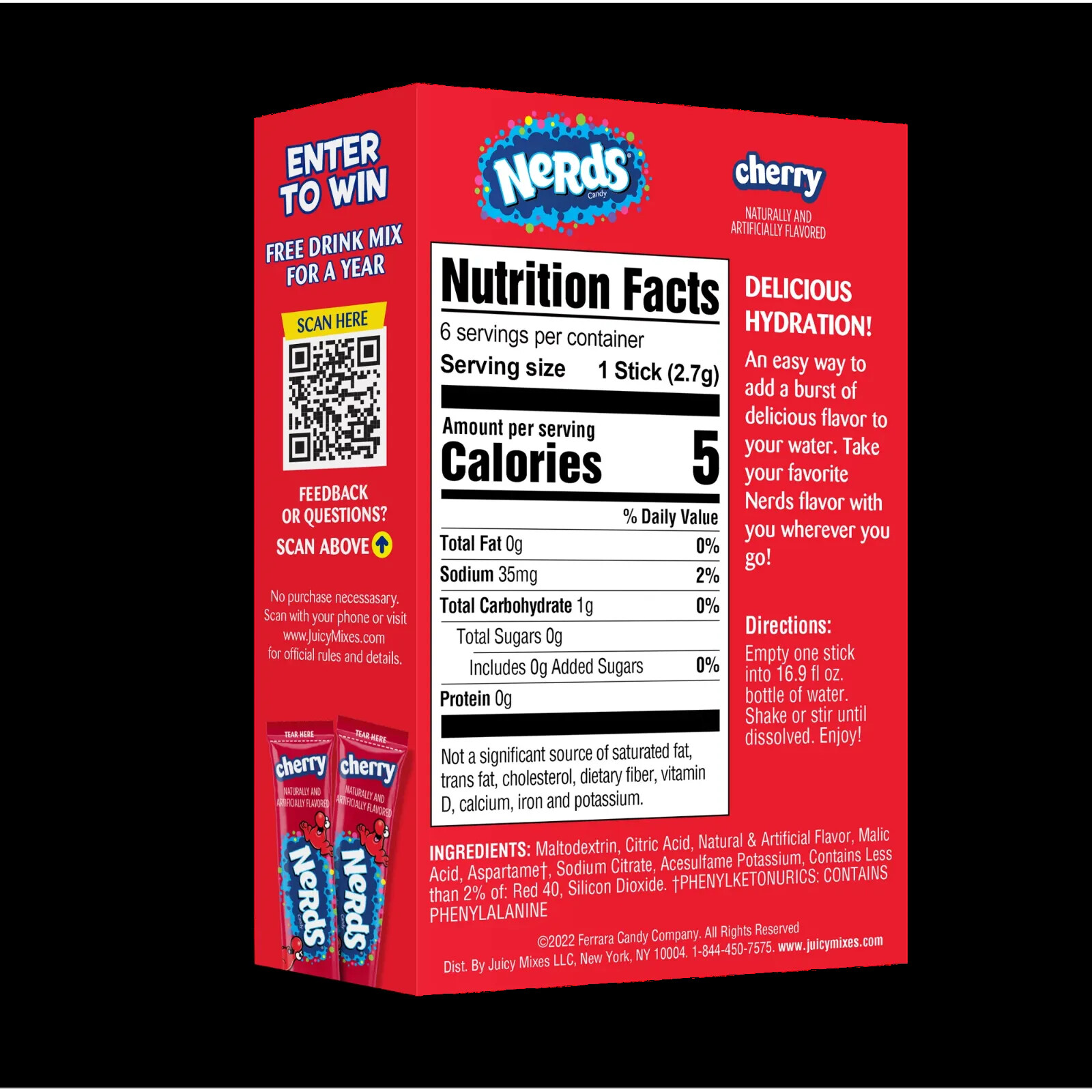 Nerds Drink Mix (sugar free powder) - 3 Flavour Choices - 6 Servings ...