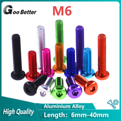 M6 Button Head Screws Aluminum Alloy Hex Allen Bolt Dome Head Colourful ...