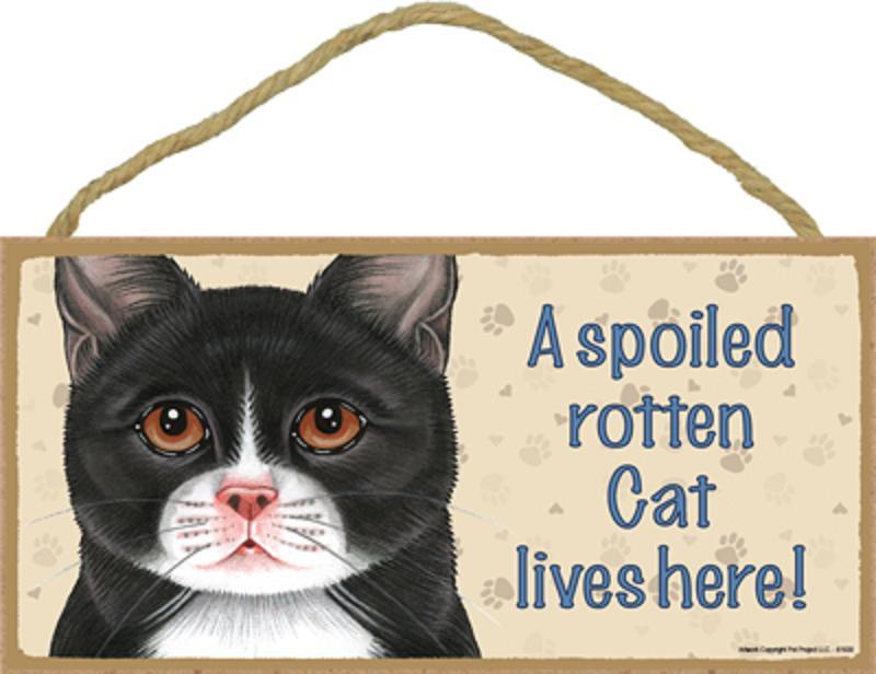 Decorative Wood Plaque-Sign-A Spoiled Rotten Cat Lives Here-your choice ...