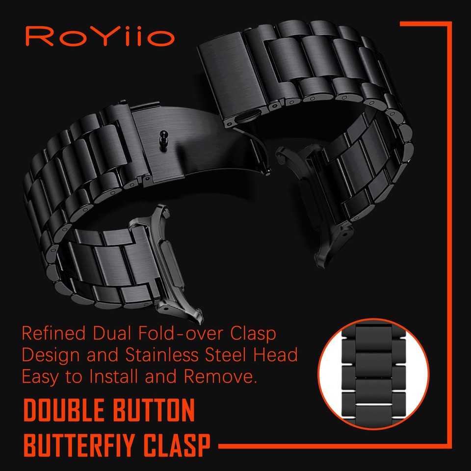 RoYiio Metal Band for Samsung Galaxy Watch Ultra 2/1 47mm Stainless ...