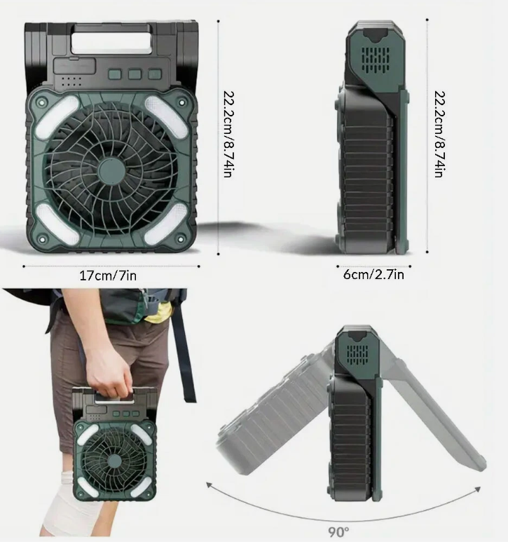 Solar Powered Cold Air Fan, Portable Rechargeable, Outdoor Floor Fan ...