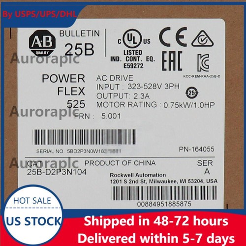Allen-Bradley AB 25B-D2P3N104 PowerFlex 525 0.75kW 1Hp AC Drive Factory ...
