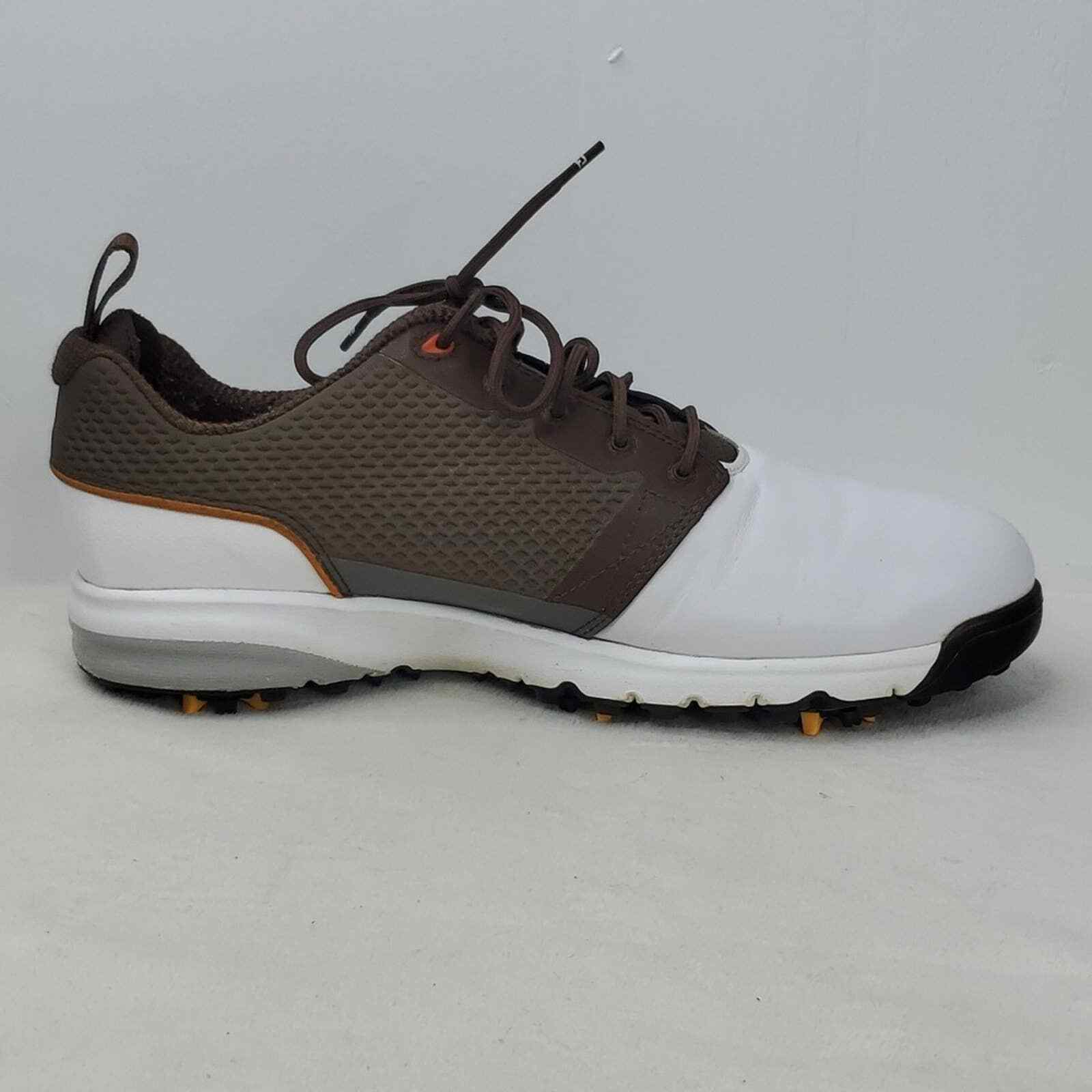 Footjoy Contourfit Golf Shoes Brown White Leather Spi… - Gem
