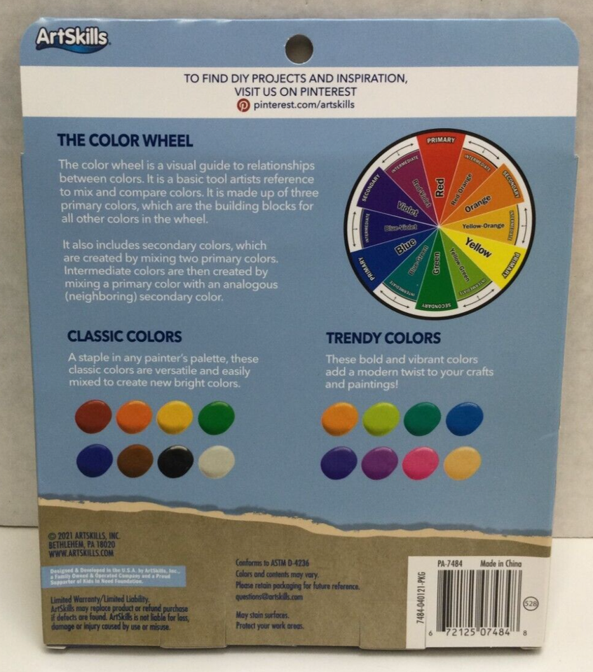 Crafters Closet Art Skills Acrylic Paint, 16 Colors, .32fl oz Each, | eBay