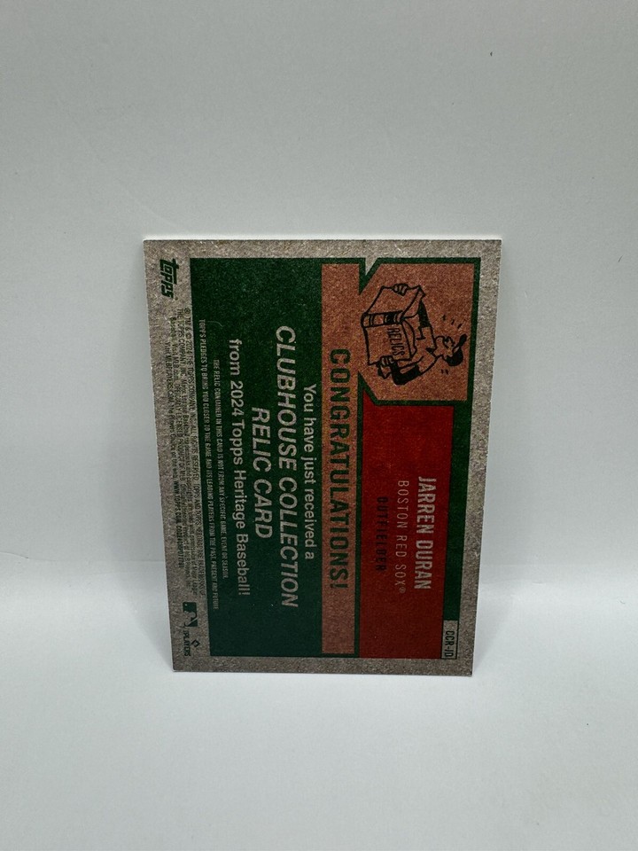 2024 Topps Heritage Clubhouse Collection Relic CCR-JD Jarren Duran ...