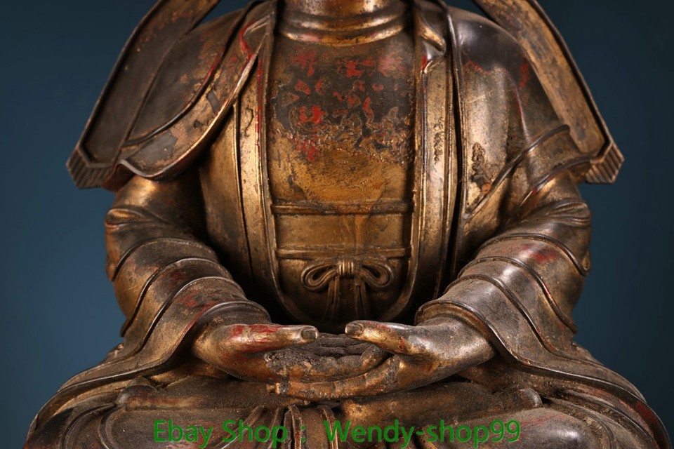 27.9"Old Tibetan Bronze Gilt Shakyamuni Sakyamuni Tathagata Buddha ...