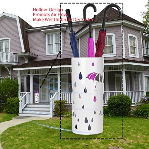 Umbrella Stand Rack For Entryway Freestanding Round Metal Umbrella ...