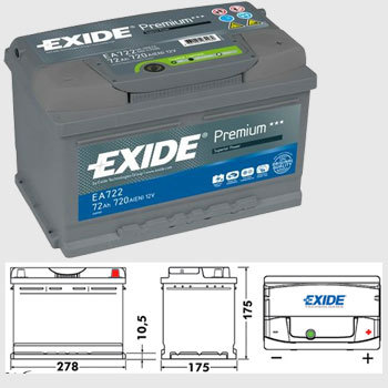 100 720cca high spec 5 year warranty exide ea722 e38 e43 equiv car ...