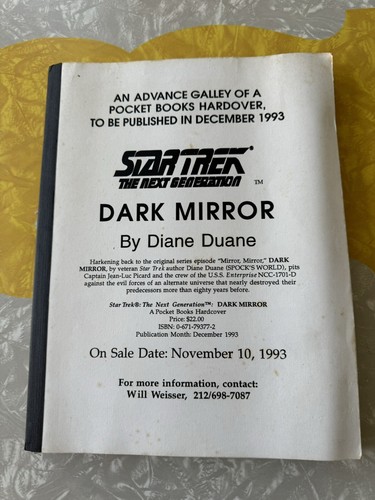 YDark Mirror by Diane Duane Star Trek The Next Generation STTNG ADVANCE ...