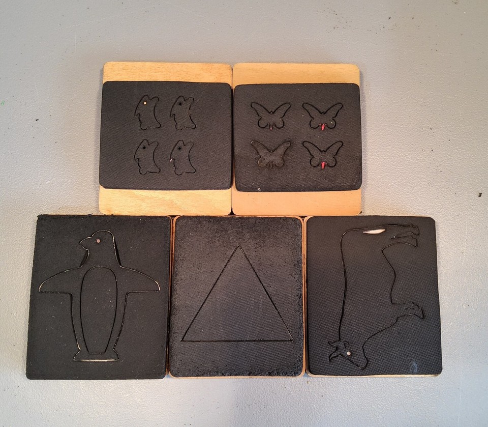 Lot of 5 Ellison Accucut Die Cut 5" x 6" Triangle Penguin Bull Bunnies ...