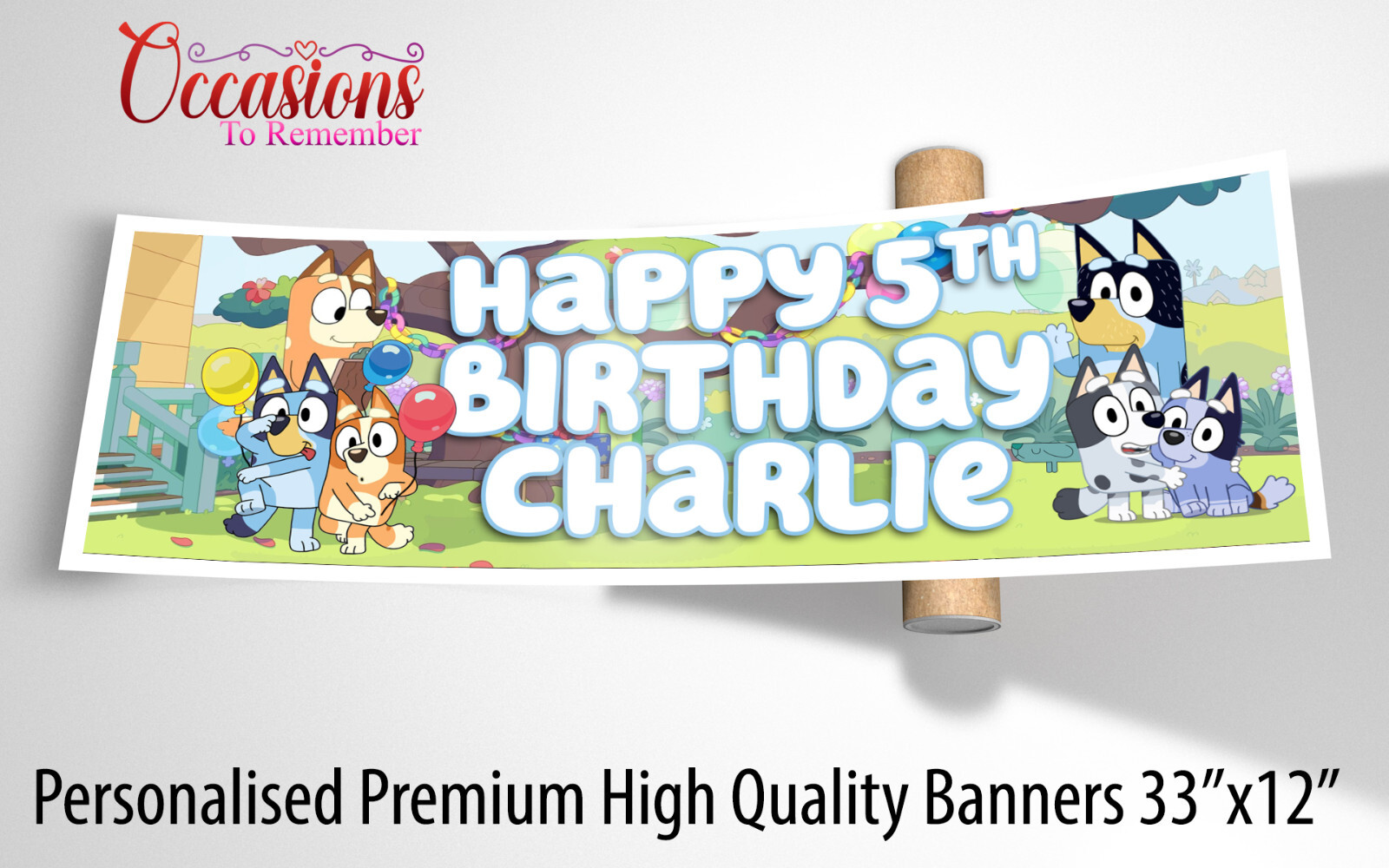 Personalised Bluey Birthday Party Banner 36" x 12" High Quality - Any ...