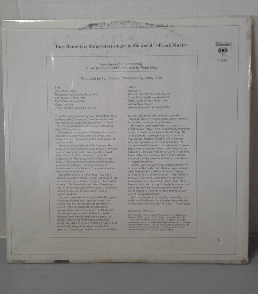 TONY BENNETT "SOMETHING" 1970 LP COLUMBIA - C 30280 STEREO factory ...