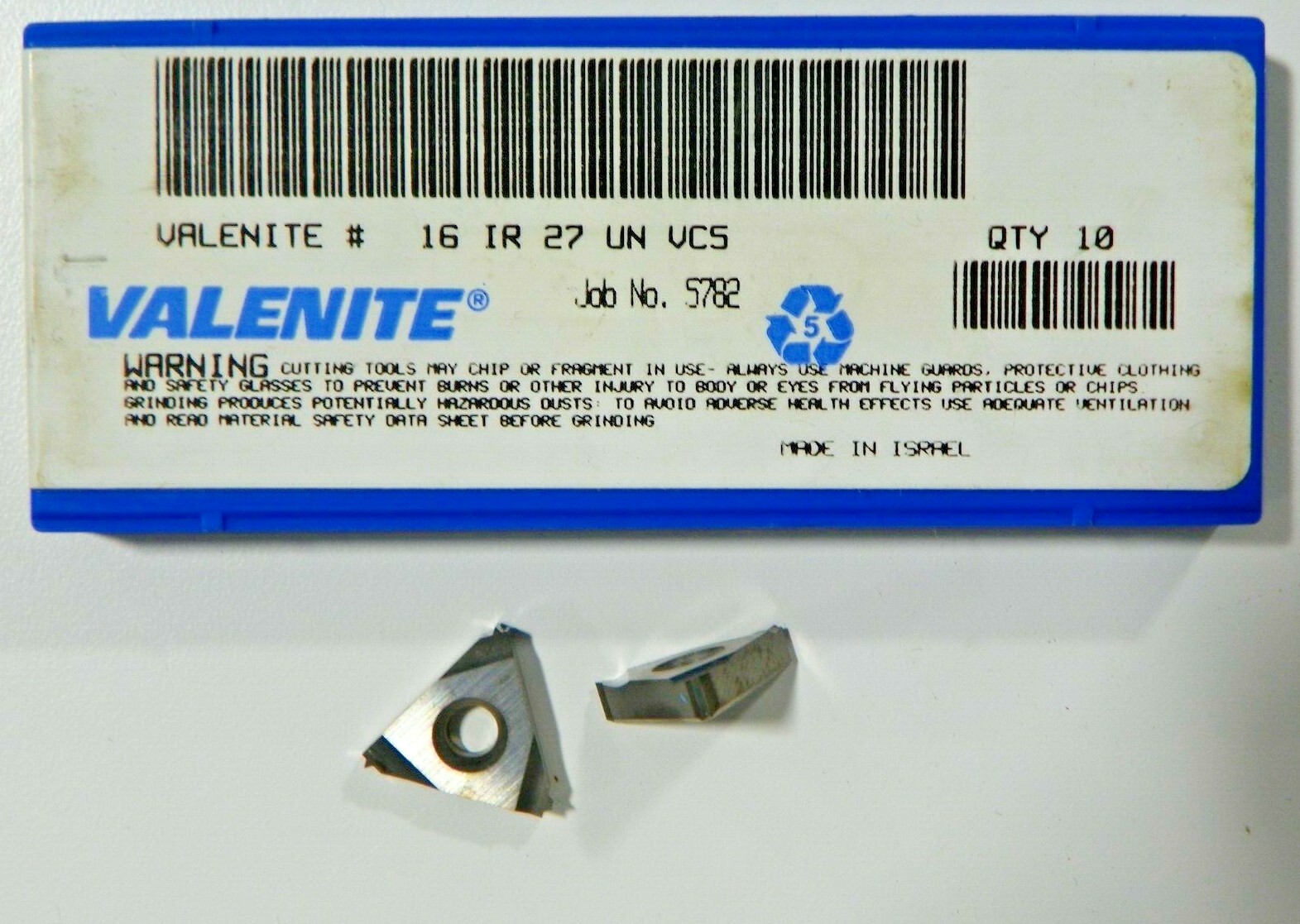 10 PIECES, VALENITE, 16IR 27UN VC5 CARBIDE INSERTS F383 | eBay