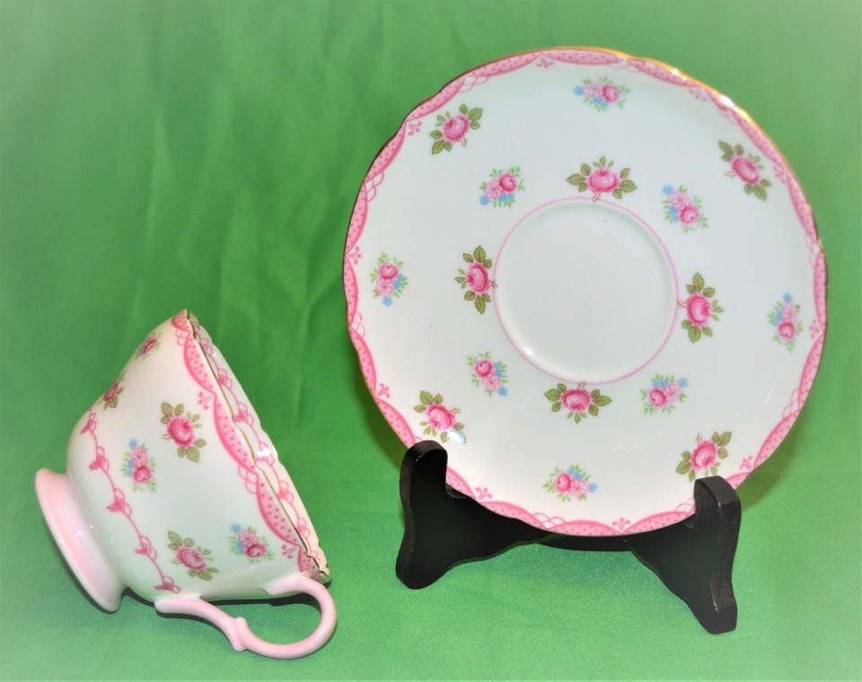 Vintage SHELLEY England Pink ROSES & SWAGS Pattern #13520 Set Cup ...