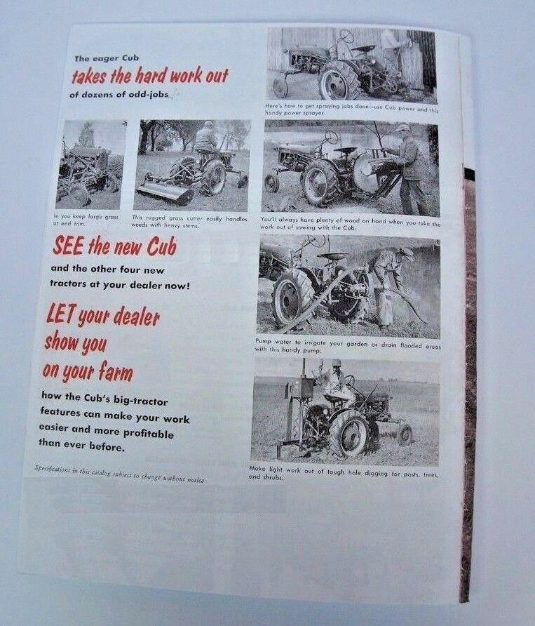 IH McCormick Farmall Cub Tractor w/ Fast Hitch Sales Brochure Booklet ...