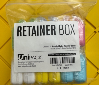 UniPak Dental 1" X 3" Retainer Aligner Ortho Boxes Assorted Colors 12 ...