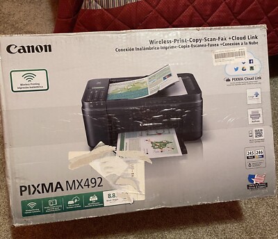 Canon PIXMA MX492 Black Wireless All-In-One Inkjet Printer READ ...